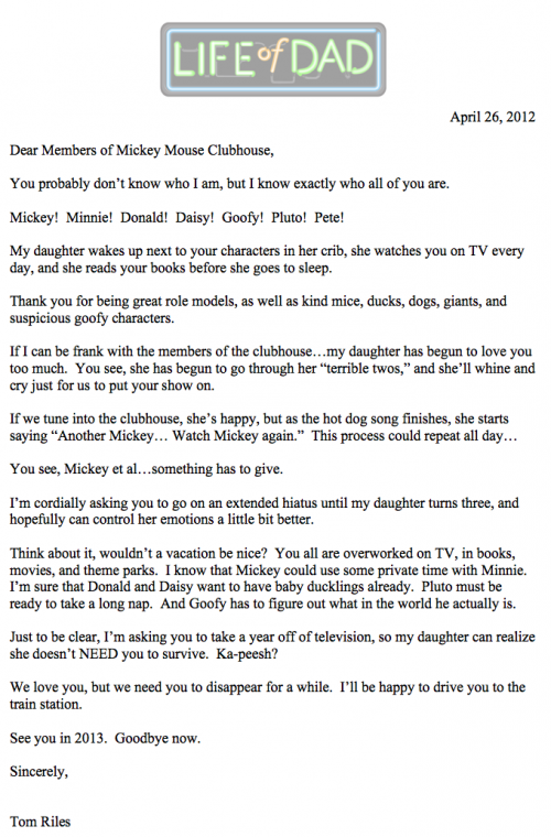 Dear Mickey Mouse Clubhouse... - Life of Dad